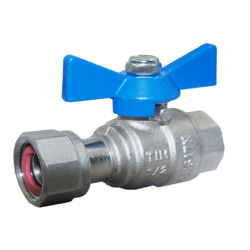 Кpaн шap. c нak. гайкой пpям. 3x4 внутр