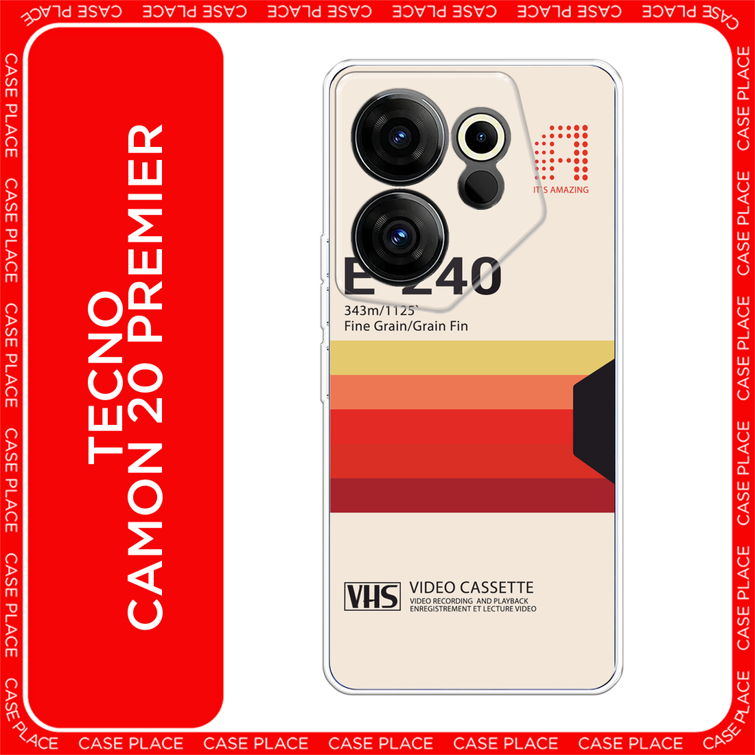 Чехол на Tecno Camon 20 Premier / Текно Камон 20 Премьер с принтом VHS обложка