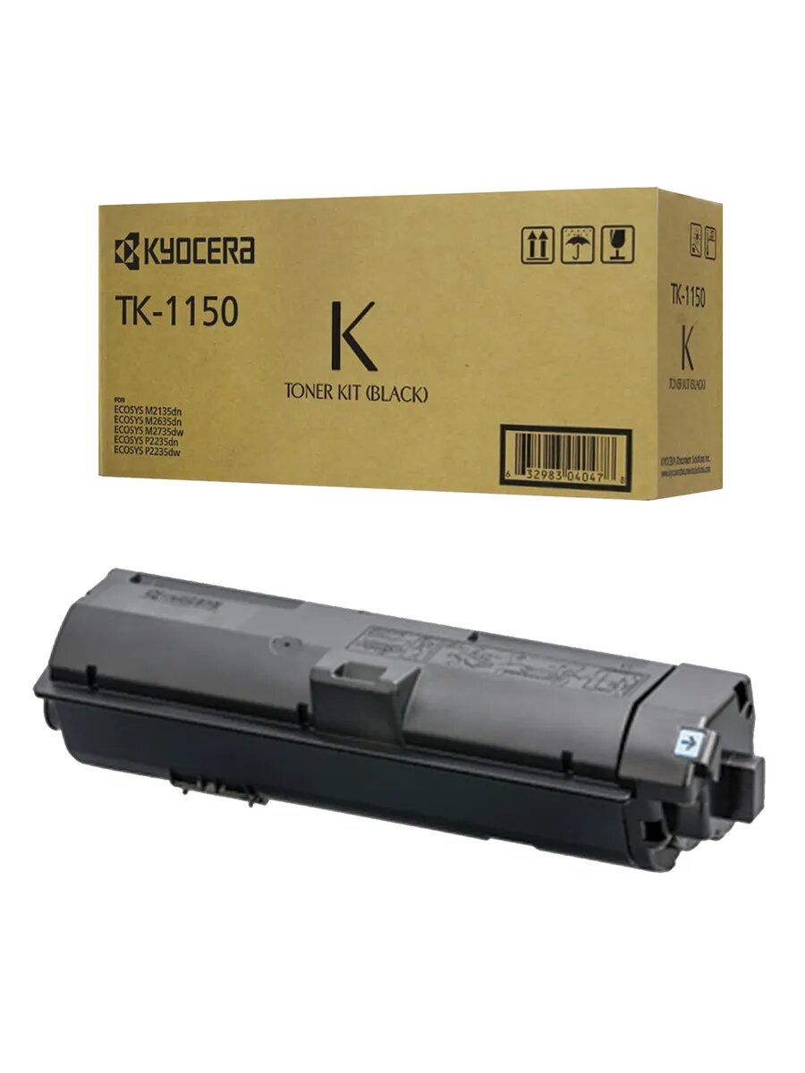 Тонер-картридж KYOCERA TK-1150 оригинальный для P2235dn/w/M2135dn/M2635dn/w/M2735dw, черный, ресурс 3000 стр