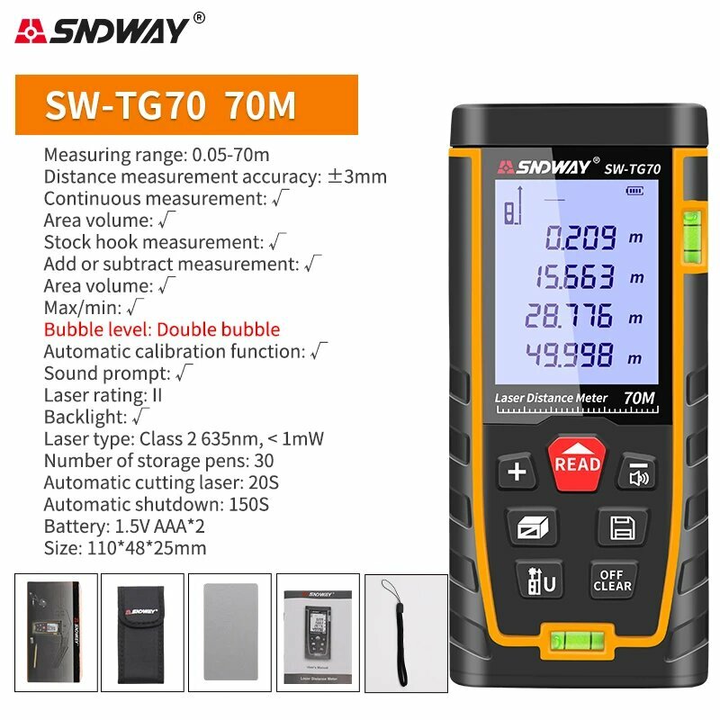 SNDWAY SW-TG70 70M Лазерный дальномер, черный