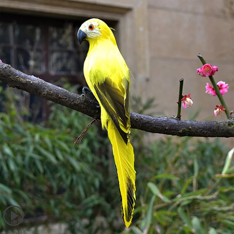Искусственный пенопластовый попугай для декора Желтый, 25cm, Yellow
