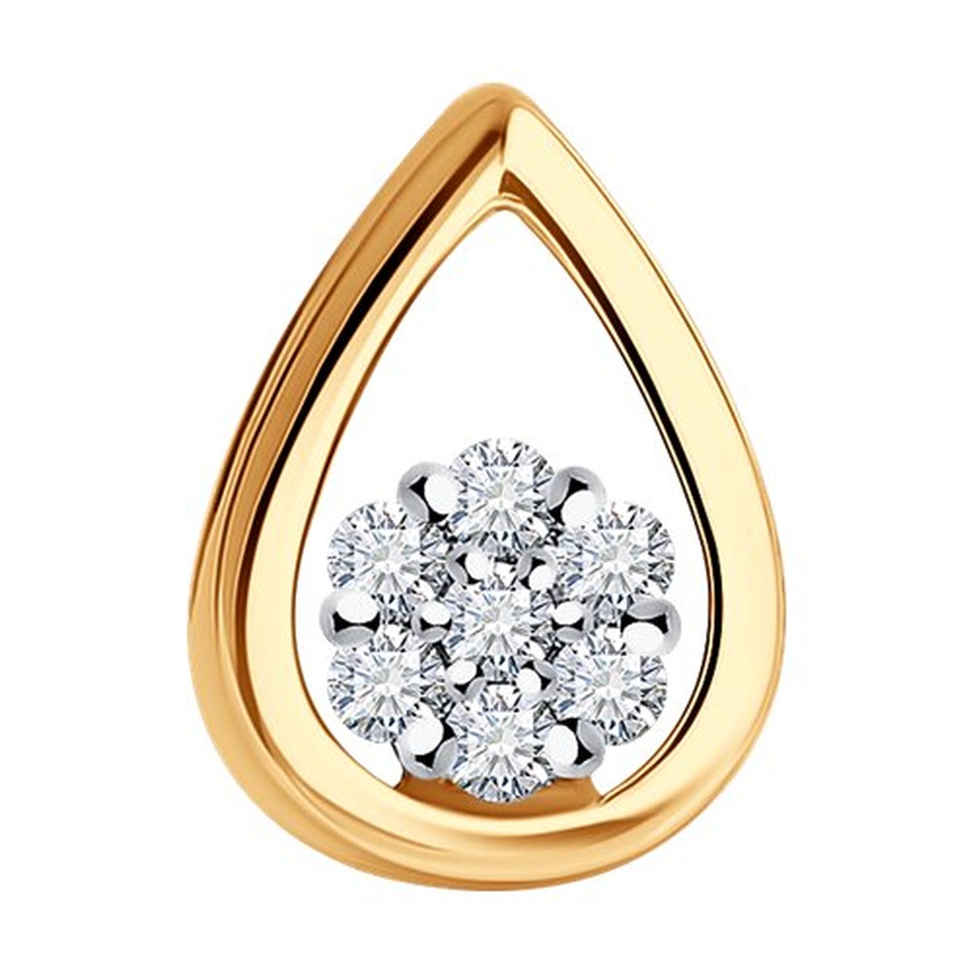 Подвеска, красное золото, 585 проба, бриллиант