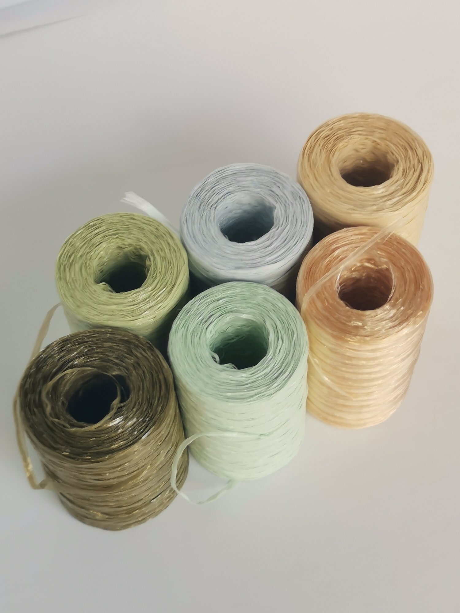 Флористическая лента для цветов, полибаст аналог, шпагат для цветов, Олива тон, 2400м (6 шт.)