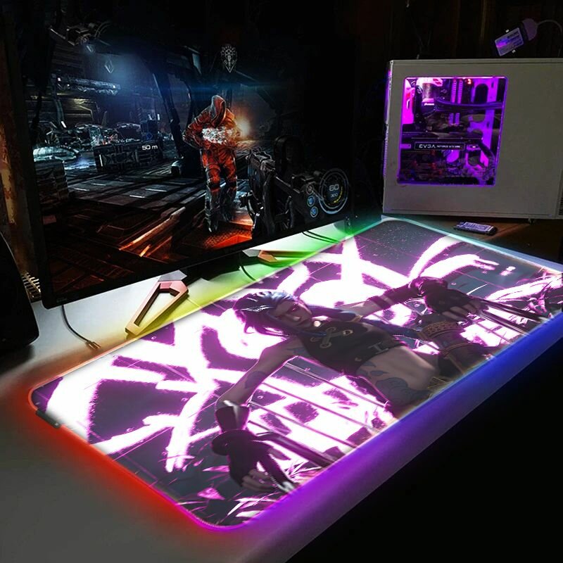 Jinx 40x90 светящийся коврик для мыши League of Legends аксессуары для игровых плееров xxl офисный настольный коврик