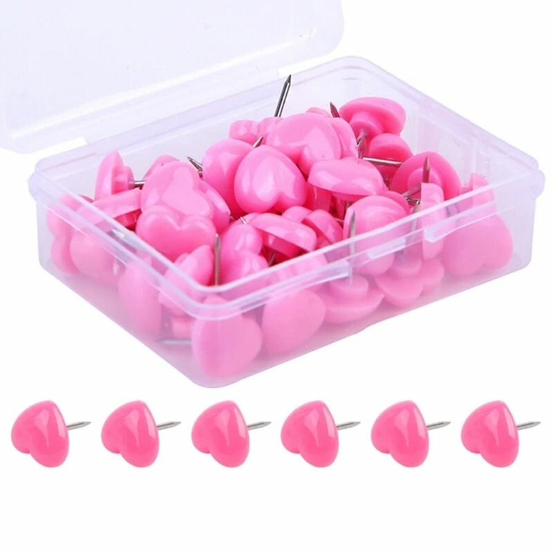 100 штук сердцеобразных кнопок для канцелярских досок
