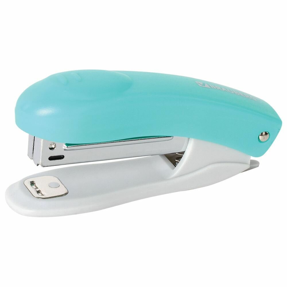 Степлер №10 BRAUBERG "Original", до 12 листов, с антистеплером, бирюзовый