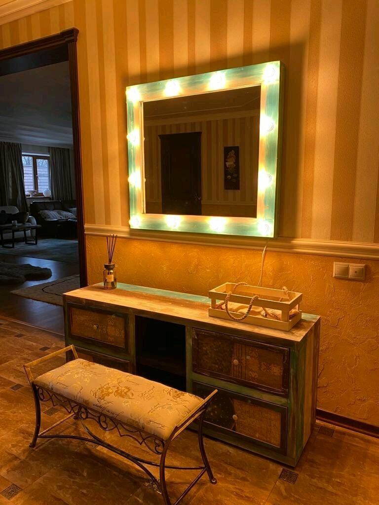 Комод "EasyLOFT" в стиле лофт + зеркало, для дома и дачи, в прихожую, 150х40х60 см.