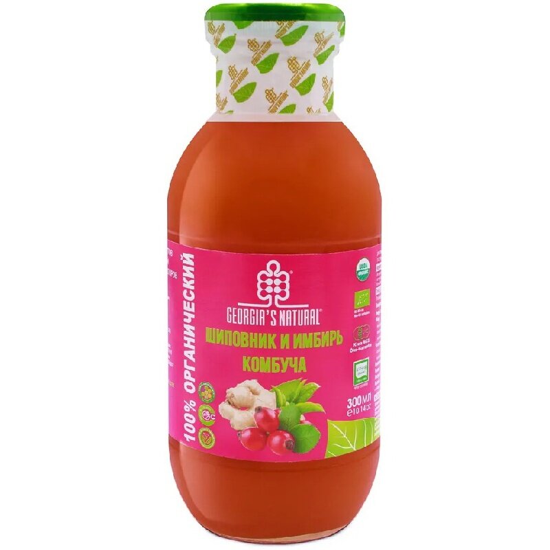 Комбуча GEORGIA'S NATURAL ORGANI из шиповника и имбиря /стекло/ 300мл