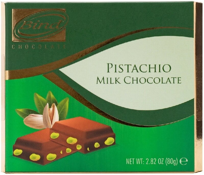 Шоколад BIND Молочный с фисташками 80г