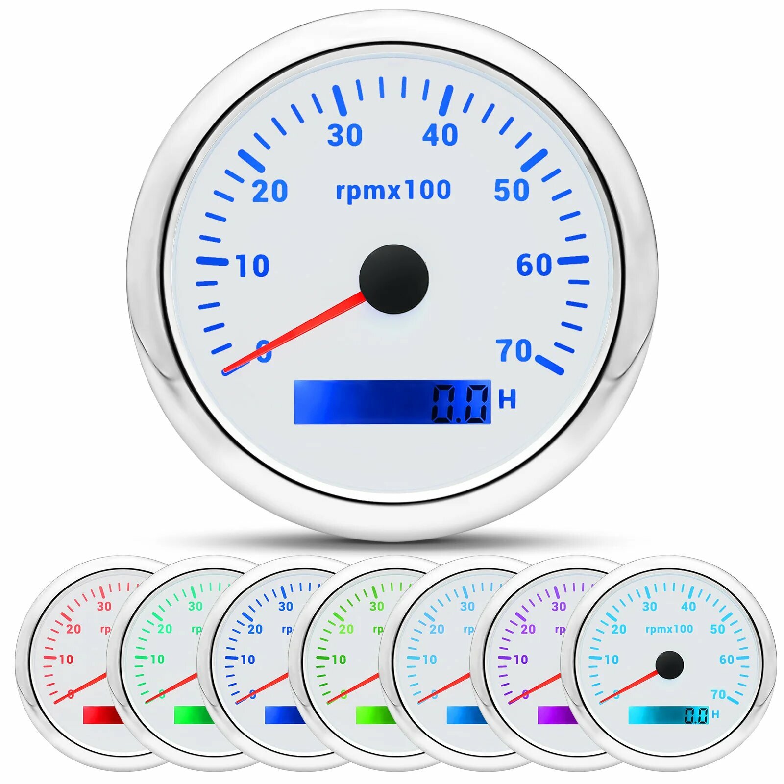 Тахометр цифровой 85 мм, 3000-8000 об/мин, Цвет: 7000rpm-WS