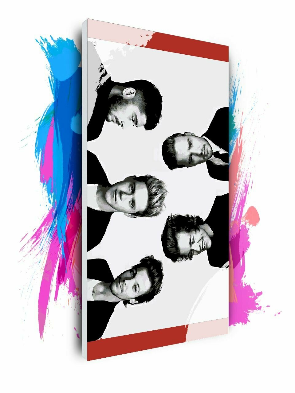 Картина по номерам на холсте One Direction ЧБ, 50 х 100 см