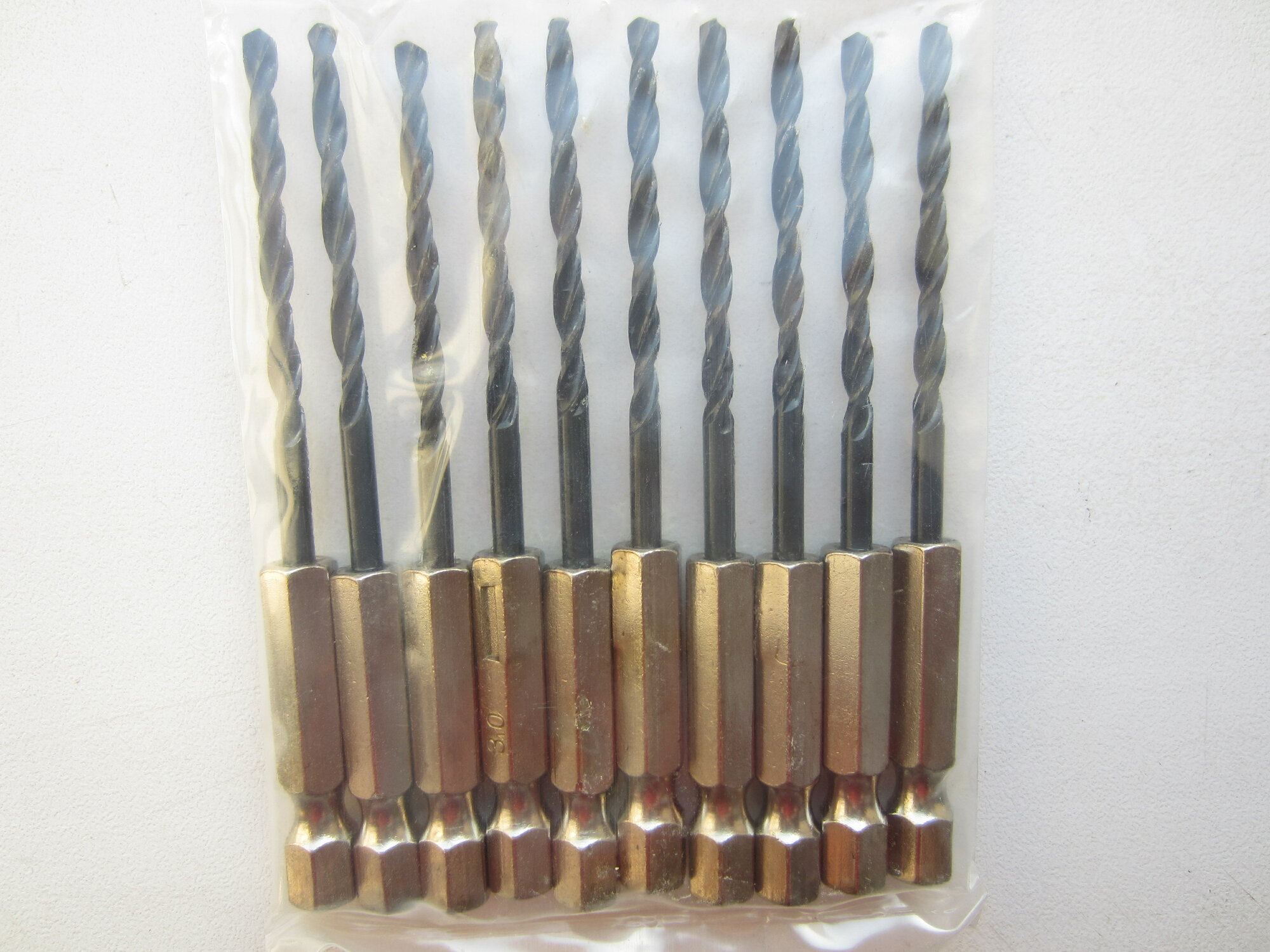 Набор 10 шт сверл по металлу диаметр 3.0 мм с шестигранным хвостовиком