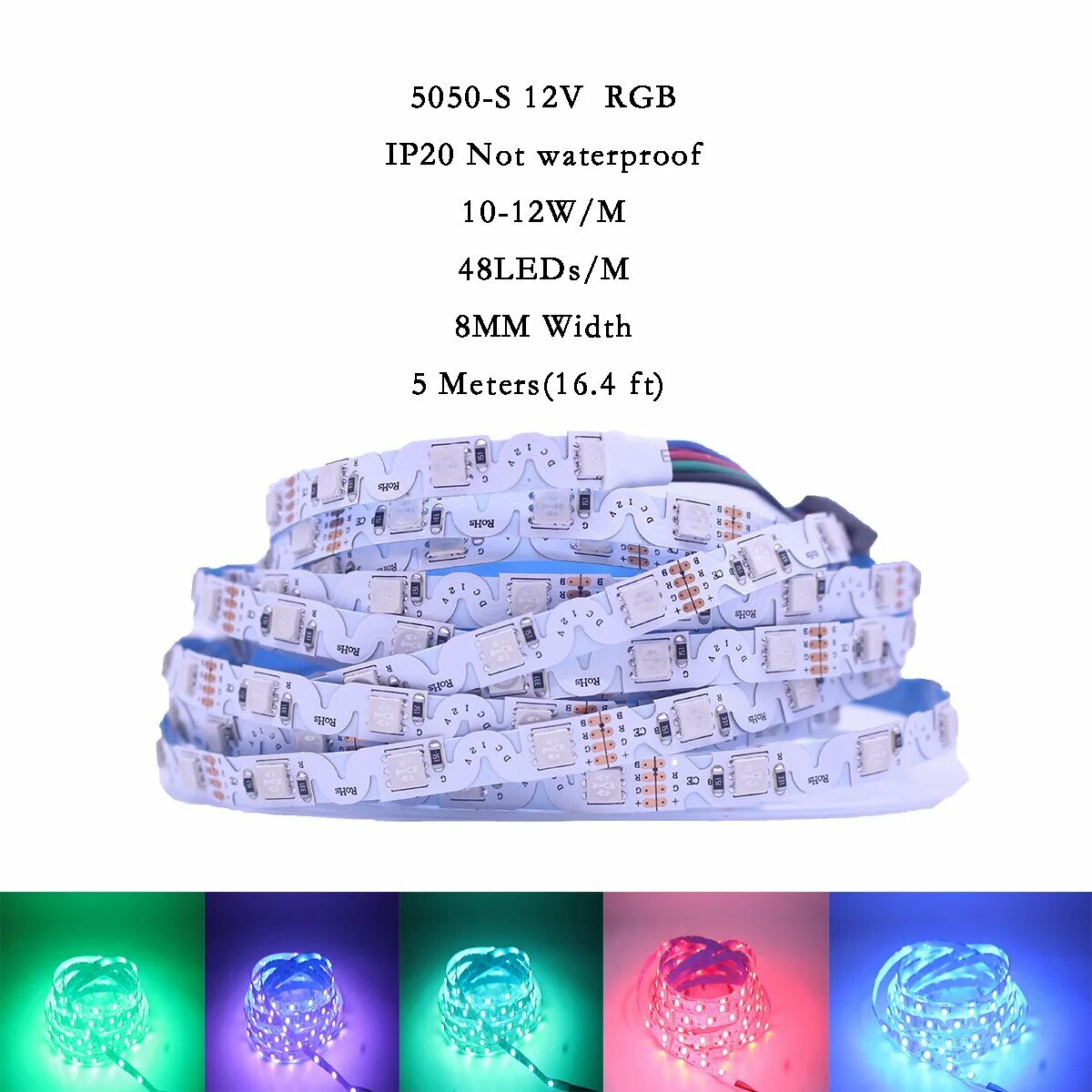 Светодиодная лента RGB 5050 5м, 12V, 48leds/м