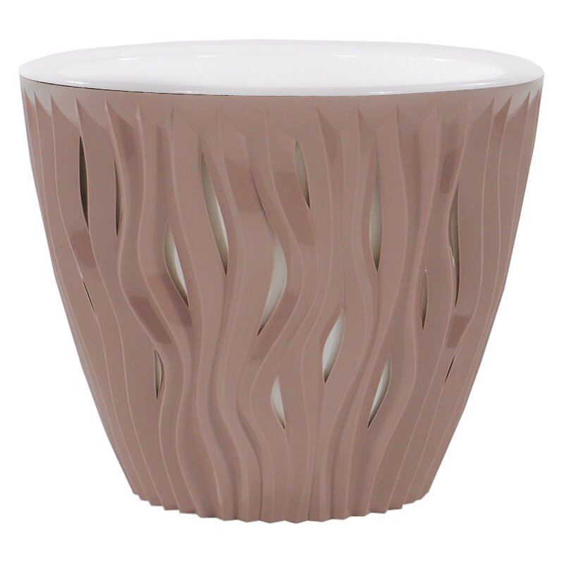 Кашпо для цветов BMC пластиковое 4,5 л, d 21,5 см "Вдохновение" фраппе