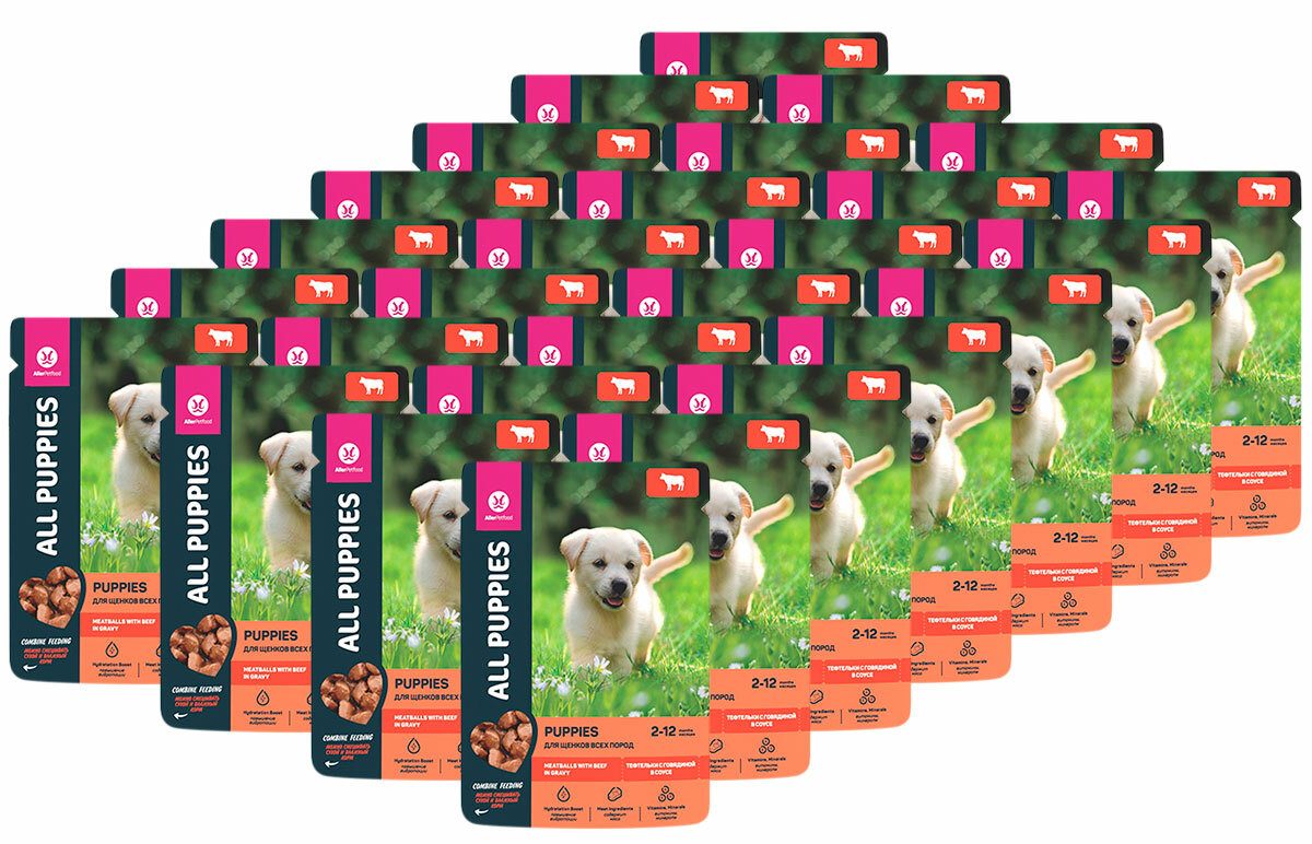 ALL PUPPIES для щенков всех пород тефтельки с говядиной в соусе (85 гр х 28 шт)