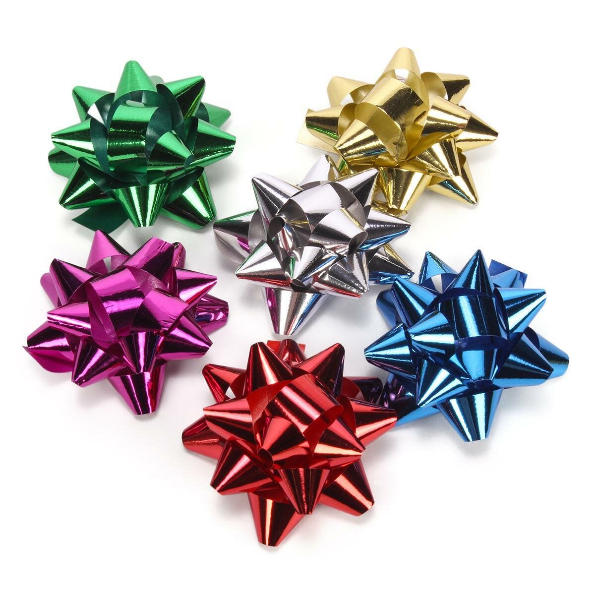 Бант подарочный 54шт, 5см, 6 цветов, металлизированные – для яркого декора подарков