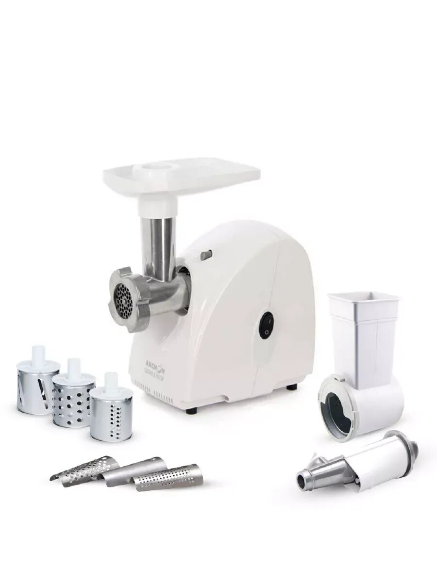 Мясорубка Аксион M 32.02, пластик, белая, 1500Вт, соковыжималка, 1,7кг/мин