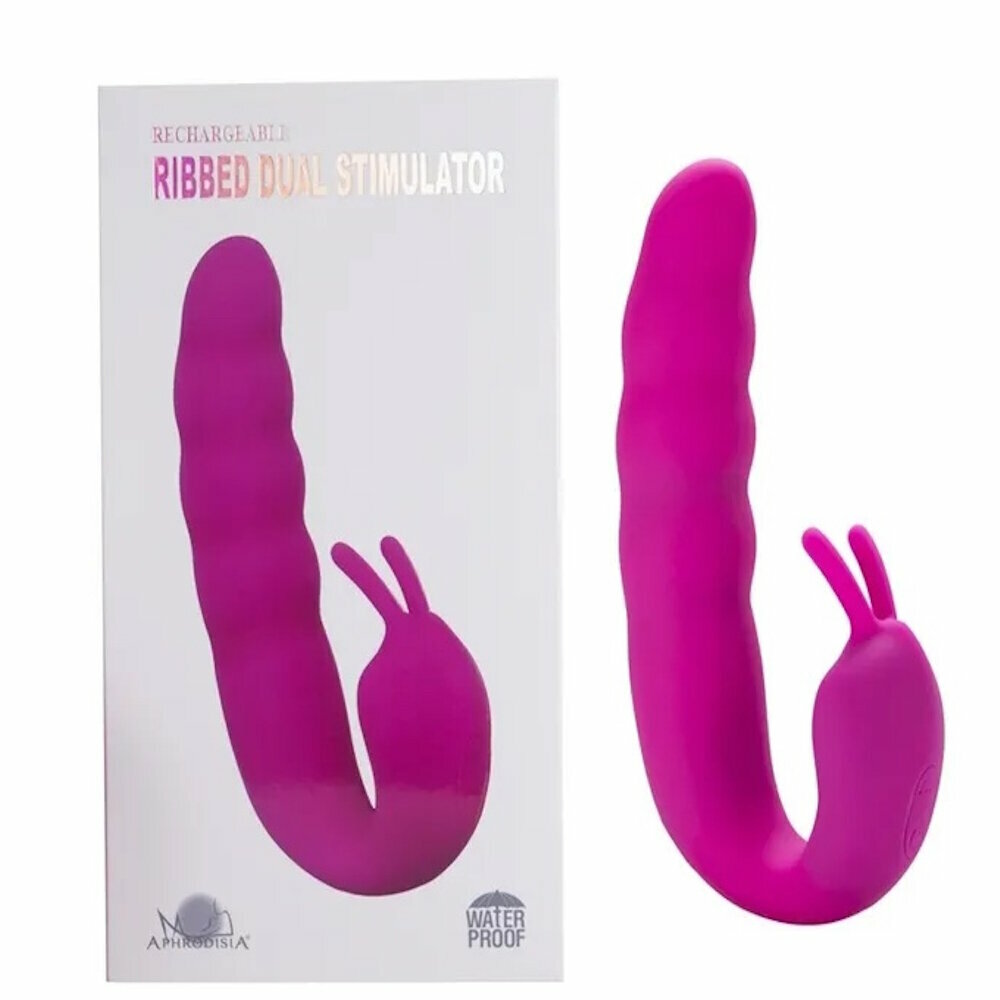 Вибромассажер nv toys "Двойной кролик", гипоаллергенный, силикон, 10 режимов