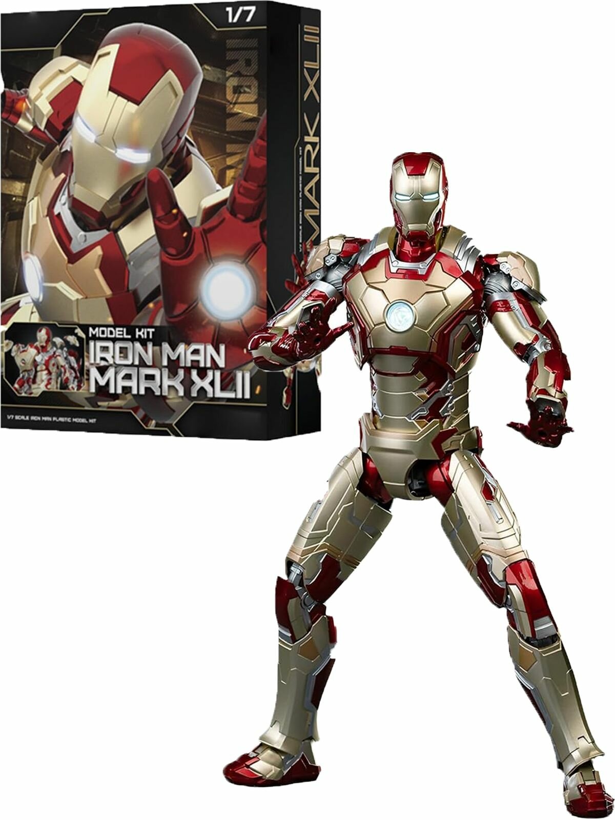 Сборная модель Marvel Iron Man Mark42 со светодиодами, масштаб 1/7, FondJoy