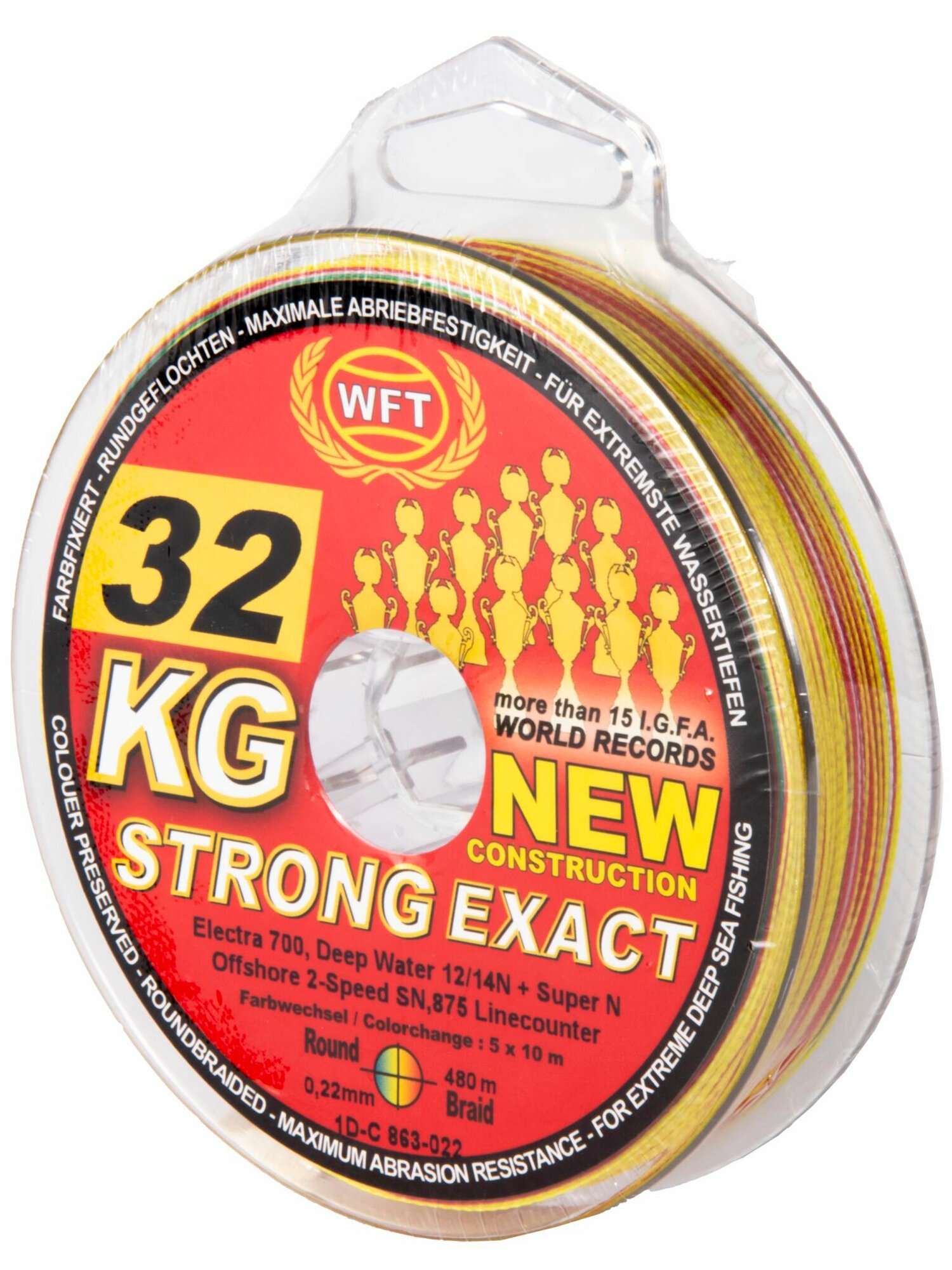 Шнур плетёный для рыбалки WFT KG STRONG EXACT ELECTRA 700 Multicolor 480/022, плетенка летняя