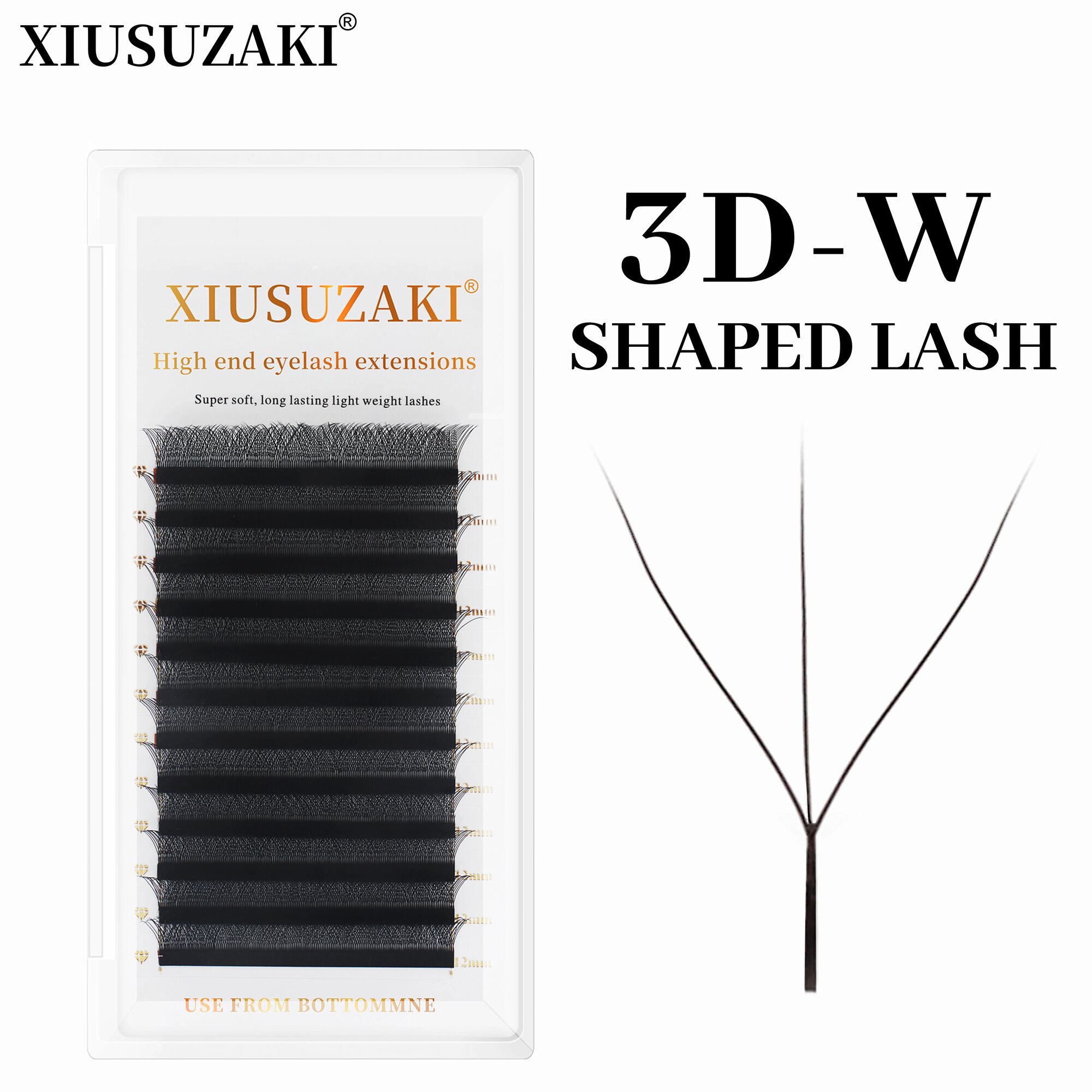 XIUSUZAKI 3D W ресницы, D изгиб, 15 мм, Black 3D-W