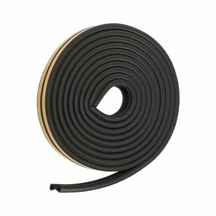 Уплотнитель для окон Тундра резиновый, профиль P, размер 5.5х9 мм, черный, в упаковке 6 м