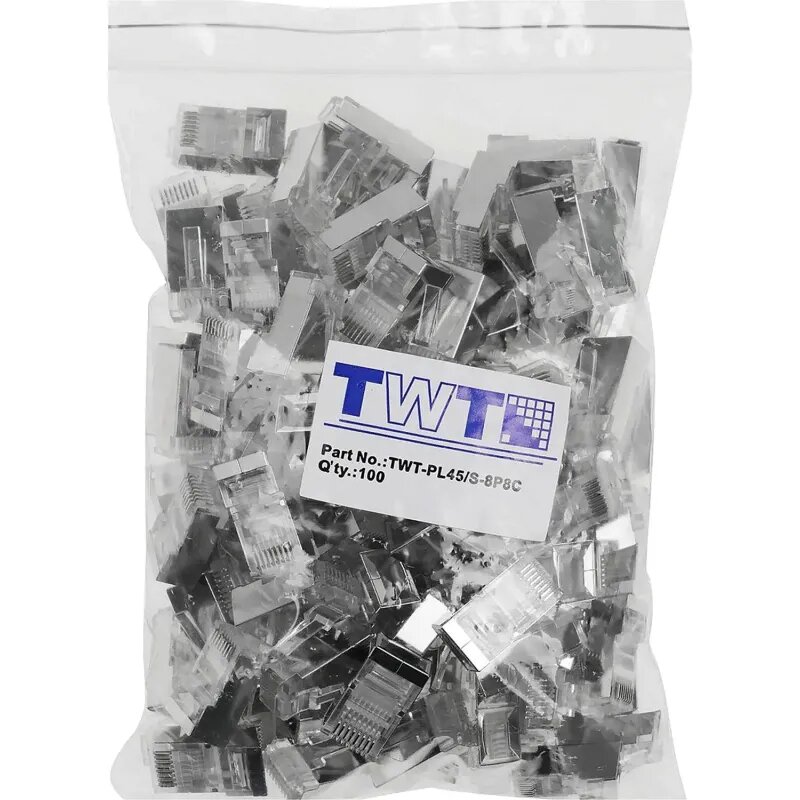 Коннектор TWT TWT-PL45/S-8P8C RJ45 STP 8P8C, универсальный, cat.5e 100шт/уп 2167608
