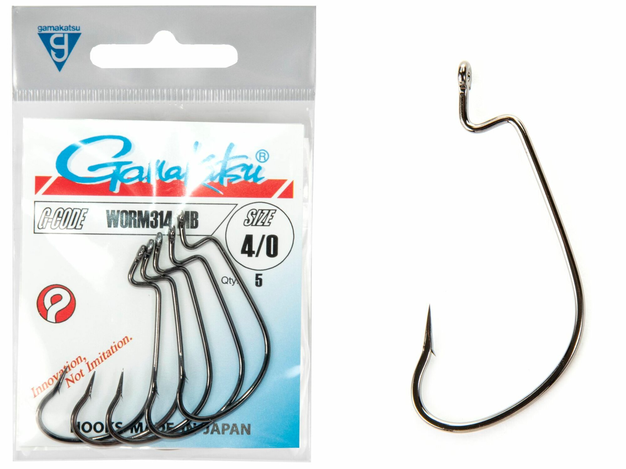 Крючки офсетные Gamakatsu Worm 314 HOOKS разм. 4/0 6шт.