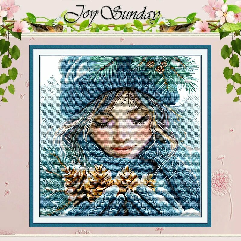 Набор для вышивки крестом "Первые снежные узоры" DMC 14CT blank canvas