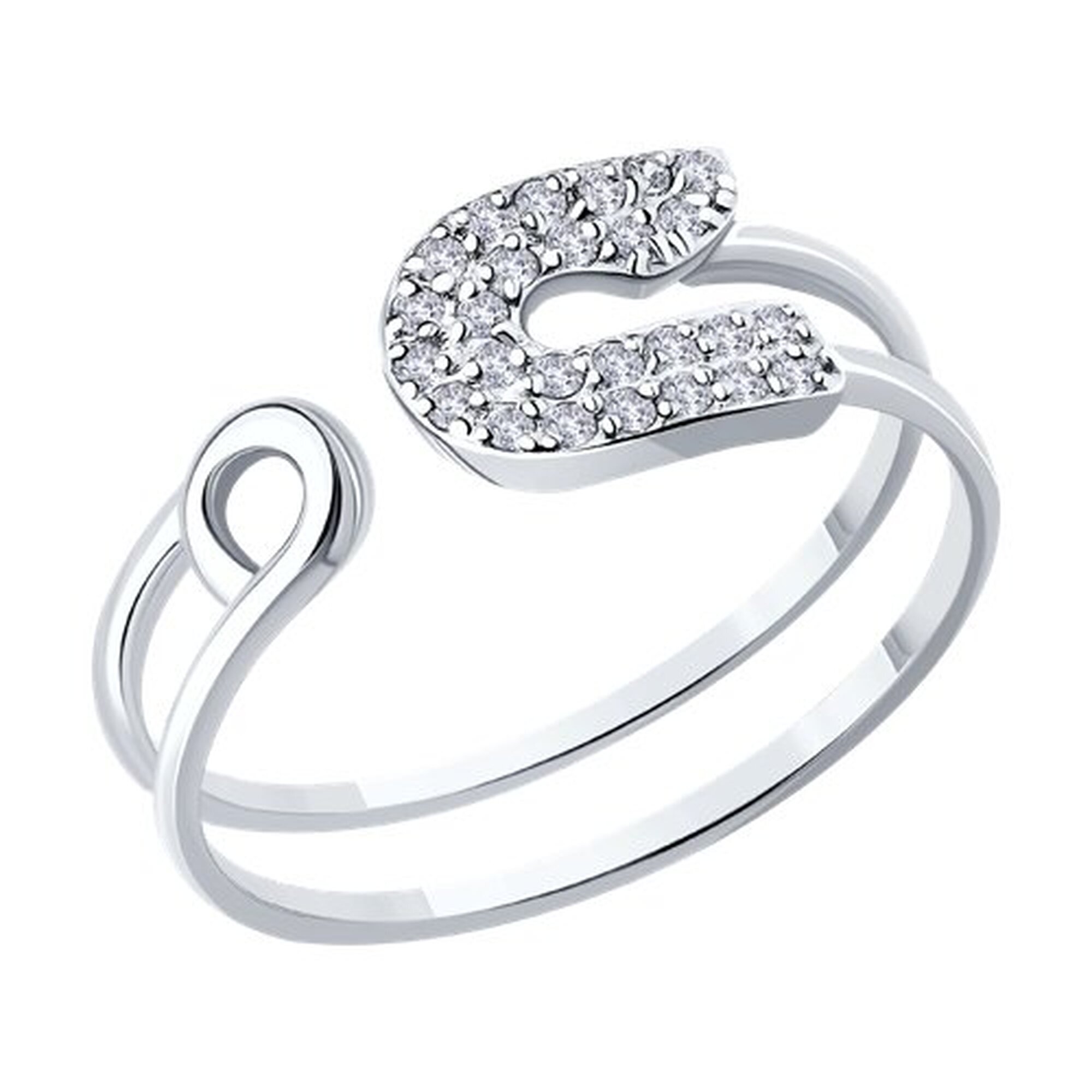 Кольцо, белое золото, 585 проба, фианит