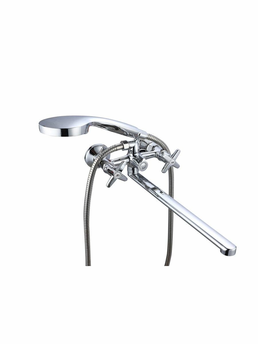 Смеситель для ванны/душа VODA STAR настенный, двухзахватный, ручной душ, хром STR31