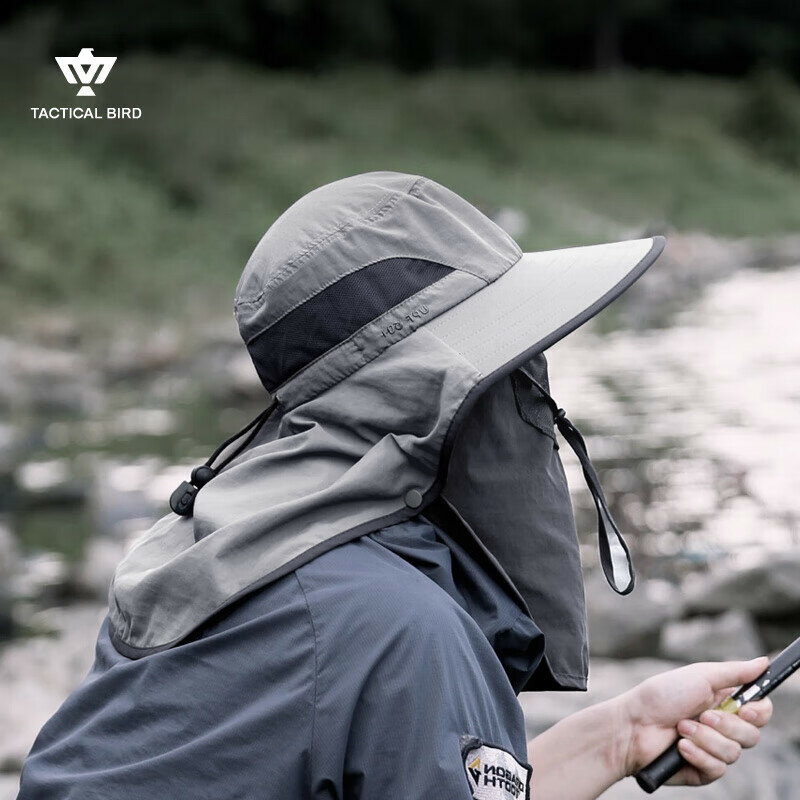 Tactical Bird (Full Face Cover) Fishing Sun Protection Hat Men Big Head Circumference Sunshade Mask Outdoor Fisherman Hat UV Protection