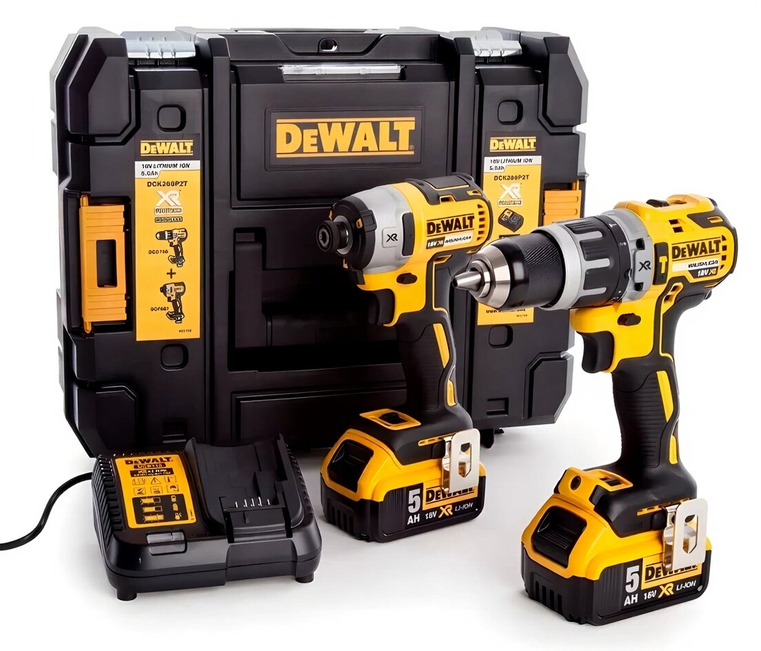 Набор инструментов DeWalt, DCK266P2T, Li-Ion, 18В, 2 аккумулятора, в кейсе