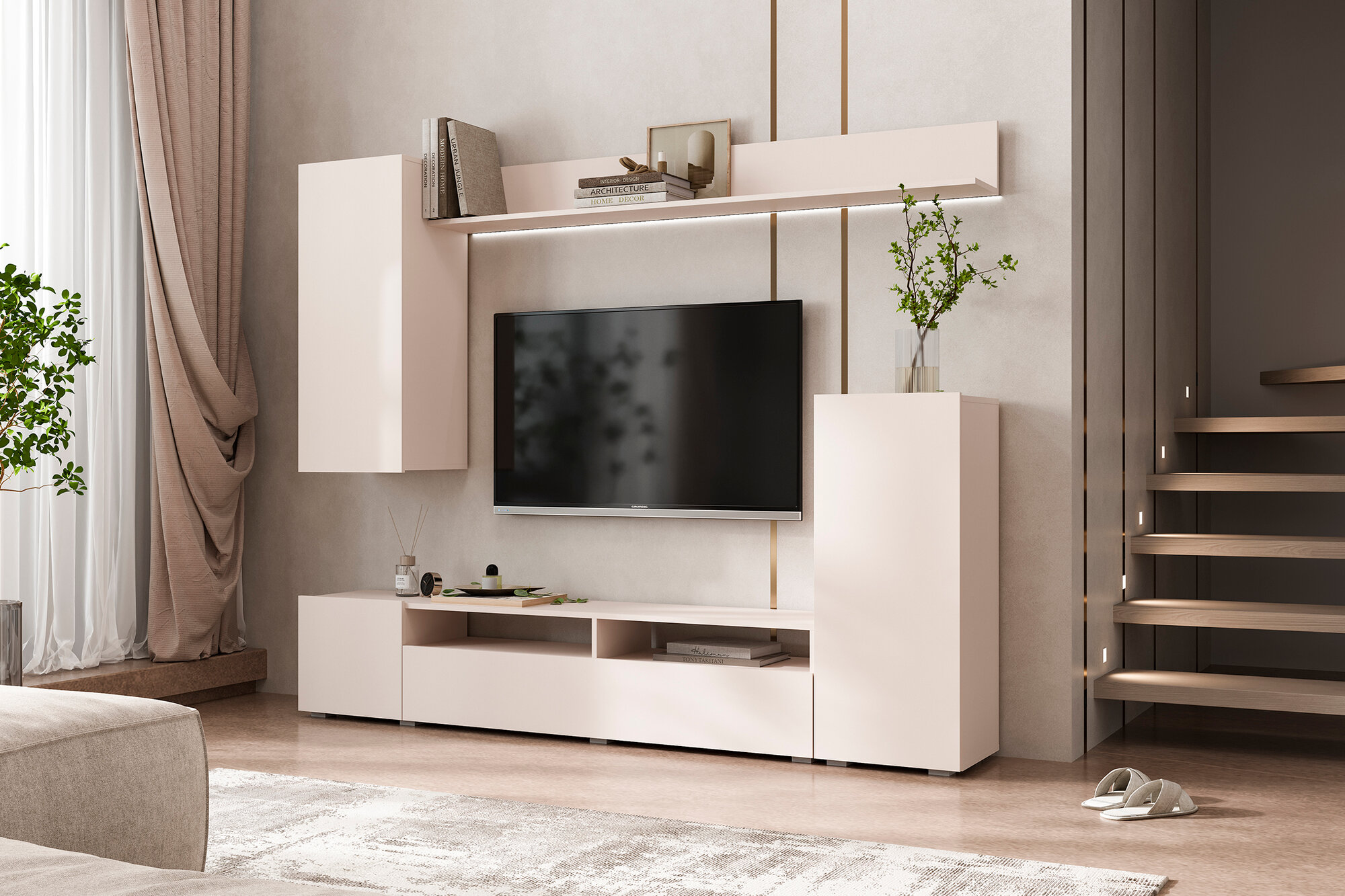 Стенка в гостиную Нонтон Верона, 213 см, кашемир