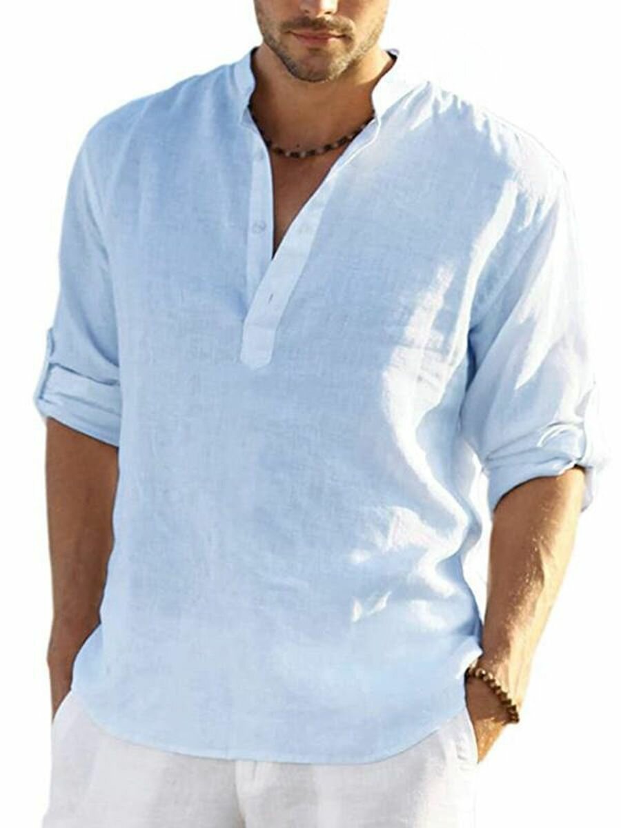 Летняя Мужская Рубашка Поло С Длинным Рукавом Легкий Дышащий