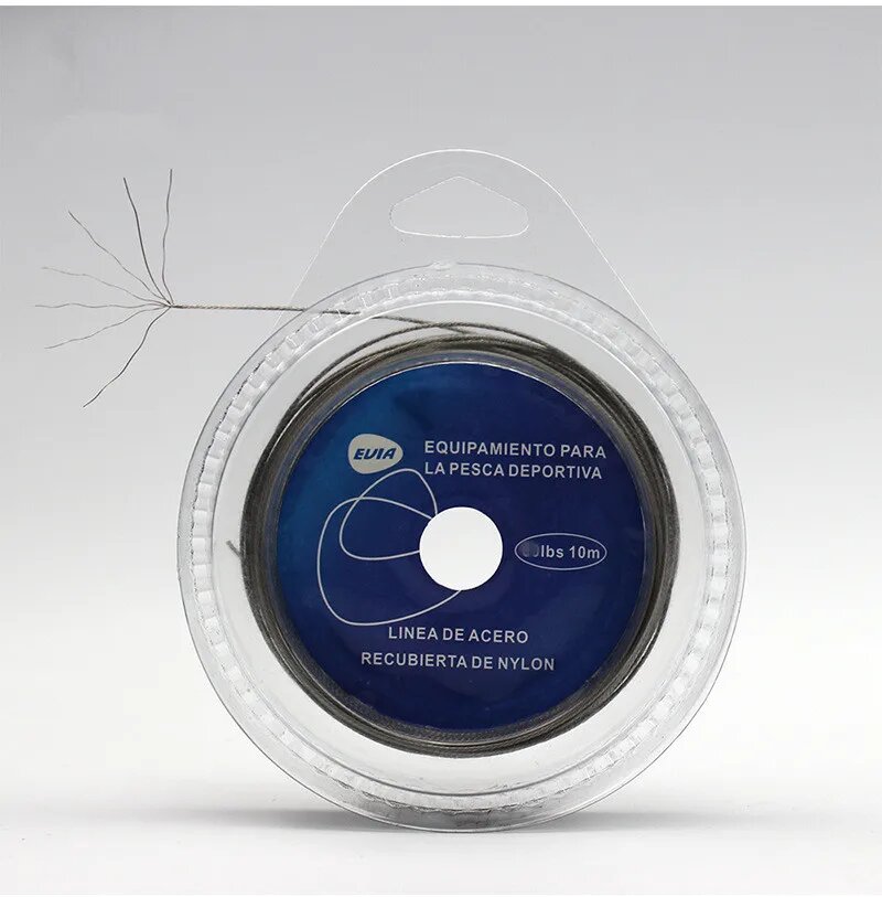 Высокопрочная рыболовная проволока, 7 нитей стальной лески, поверхностная крышка с нейлоновым зажимным разъемом длиной 10 м, 10-200 фунтов