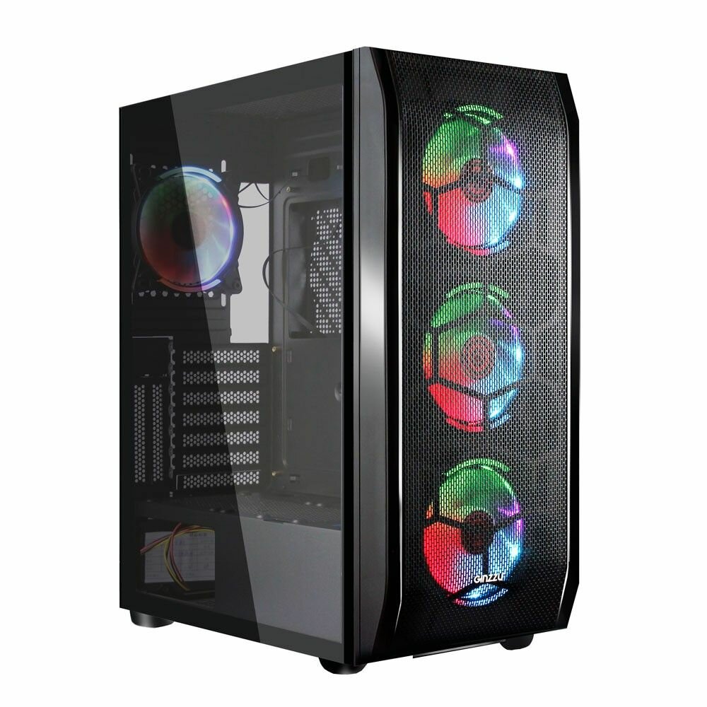 Корпус Ginzzu GL300 FAN 12CM RGBx4 USB3.0 Window