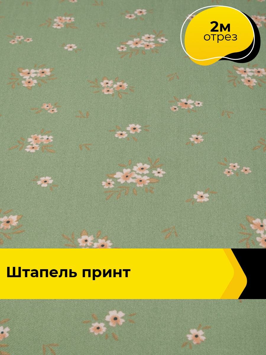 Ткань Штапель принт для шитья и рукоделия, отрез 2 м*140 см, цвет мультиколор