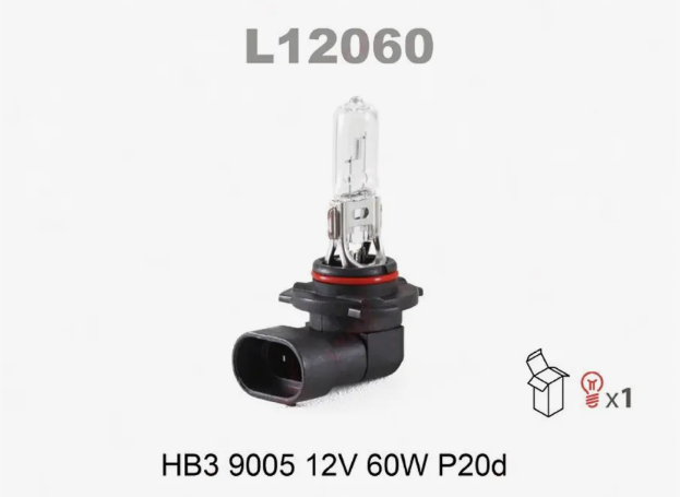 Лампа 12v hb3 60w p20d lynxauto 9005 1 шт