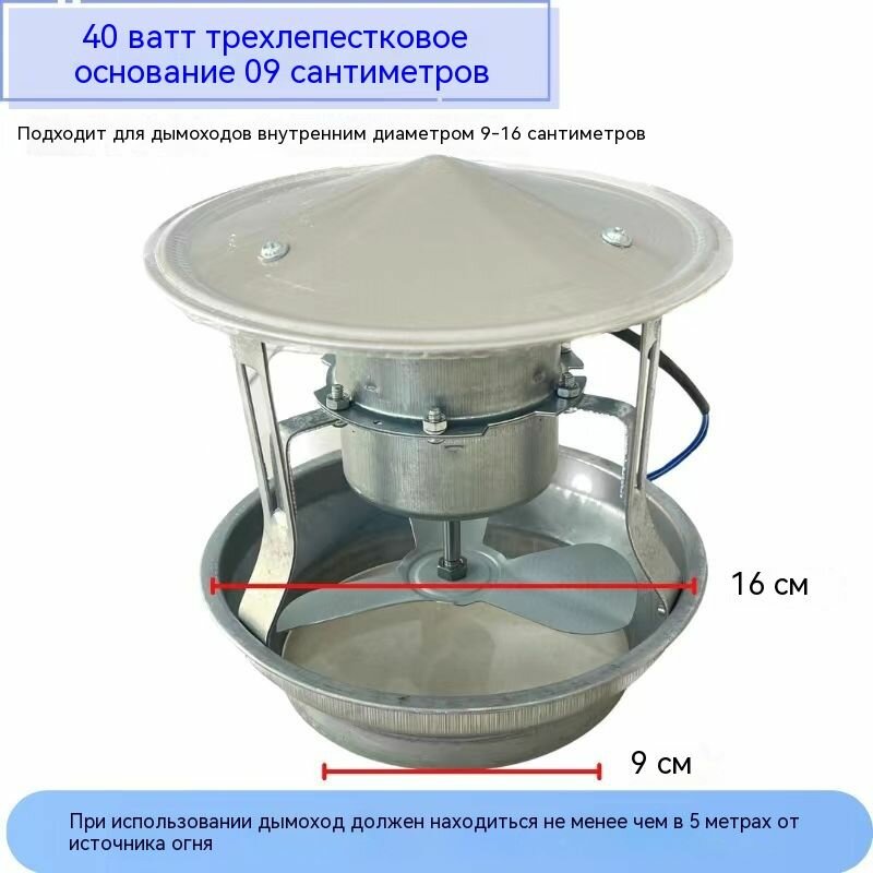 Вентилятор вытяжной для дымоходных труб, мангалов, печей камина