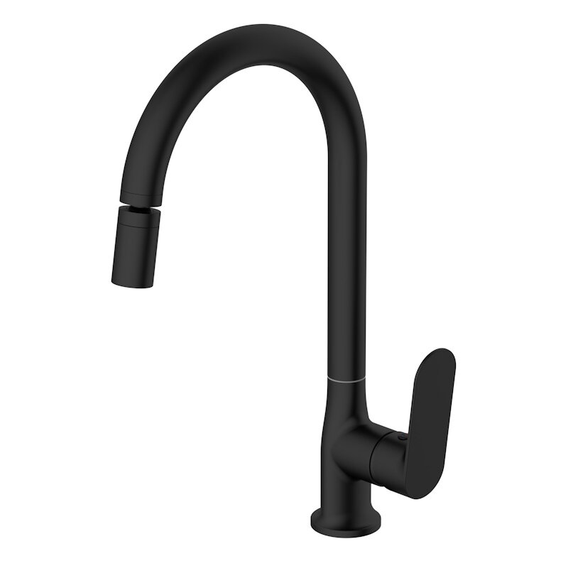 Смеситель для кухни с аэратором на шарнире Voda Shore Black SHR519BAR, черный