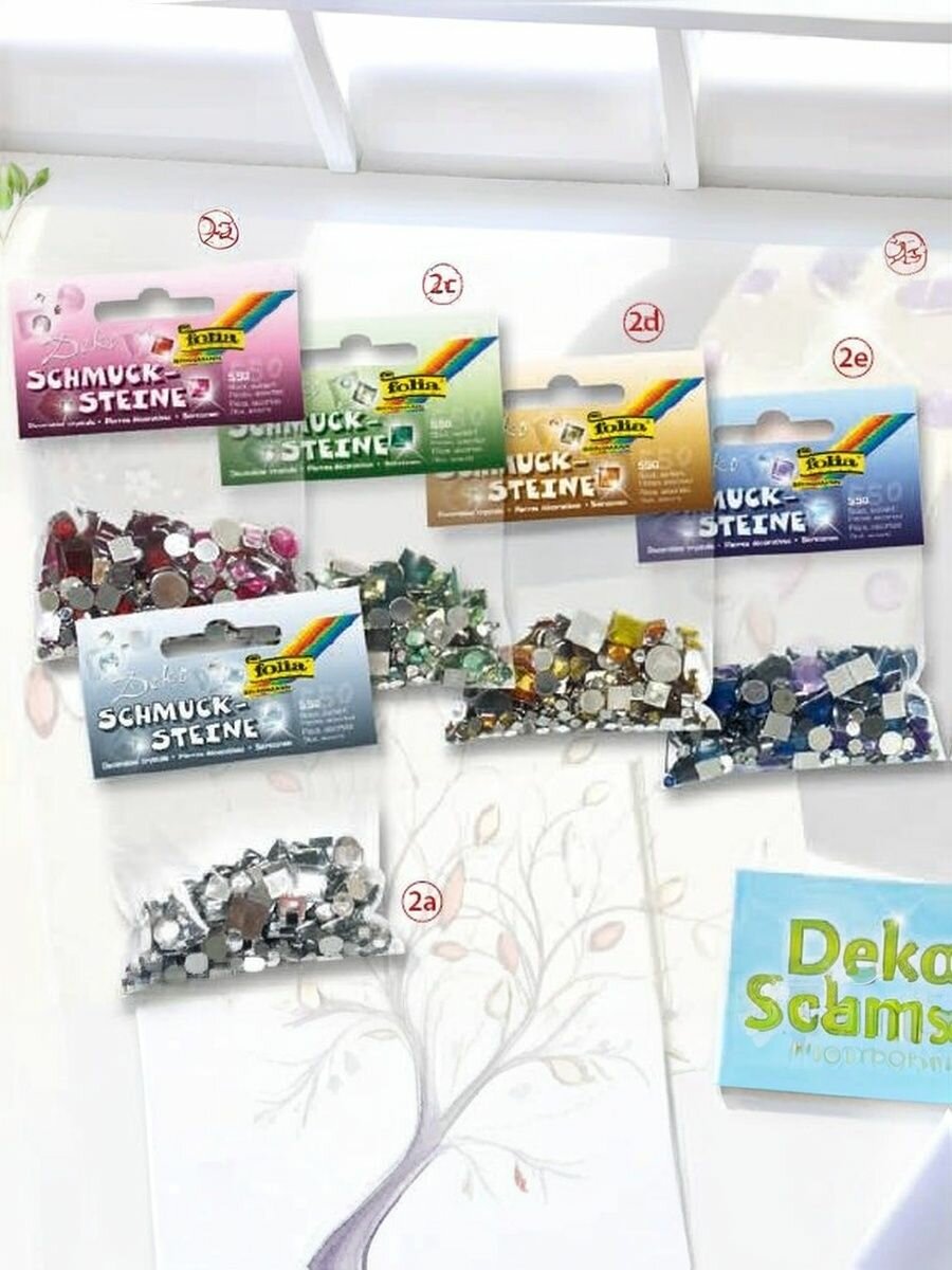 Folia Акриловые декоративные камни синие 550 шт разные размеры