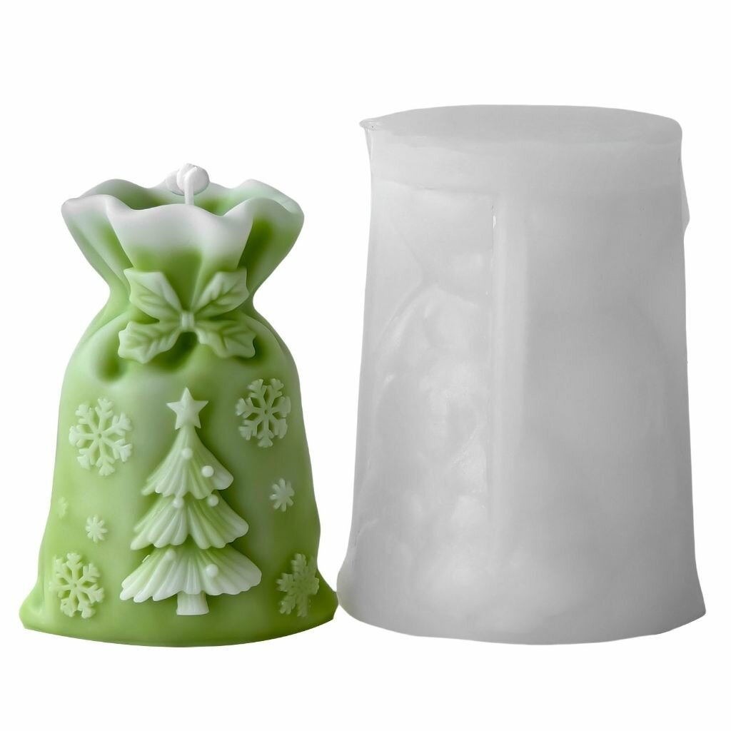 Силиконовая форма для свечей Рождество, форма в виде подарочного пакетика для свечей, мыла и изделий из смолы, пищевой термостойкий силикон для рукоделия и праздничного декора