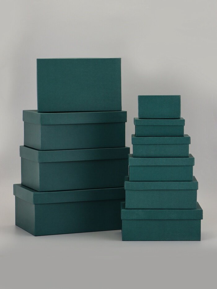 Набор коробок 10 в 1 "Темно-зеленый" 30 х19 х 12 - 12 х 6,5 х 4 см 10892119