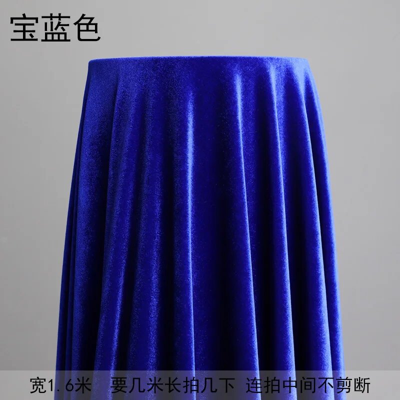 Корейская стрейч велюровая ткань черная зеленая 1,6 м Темно-синий, Royal Blue 21