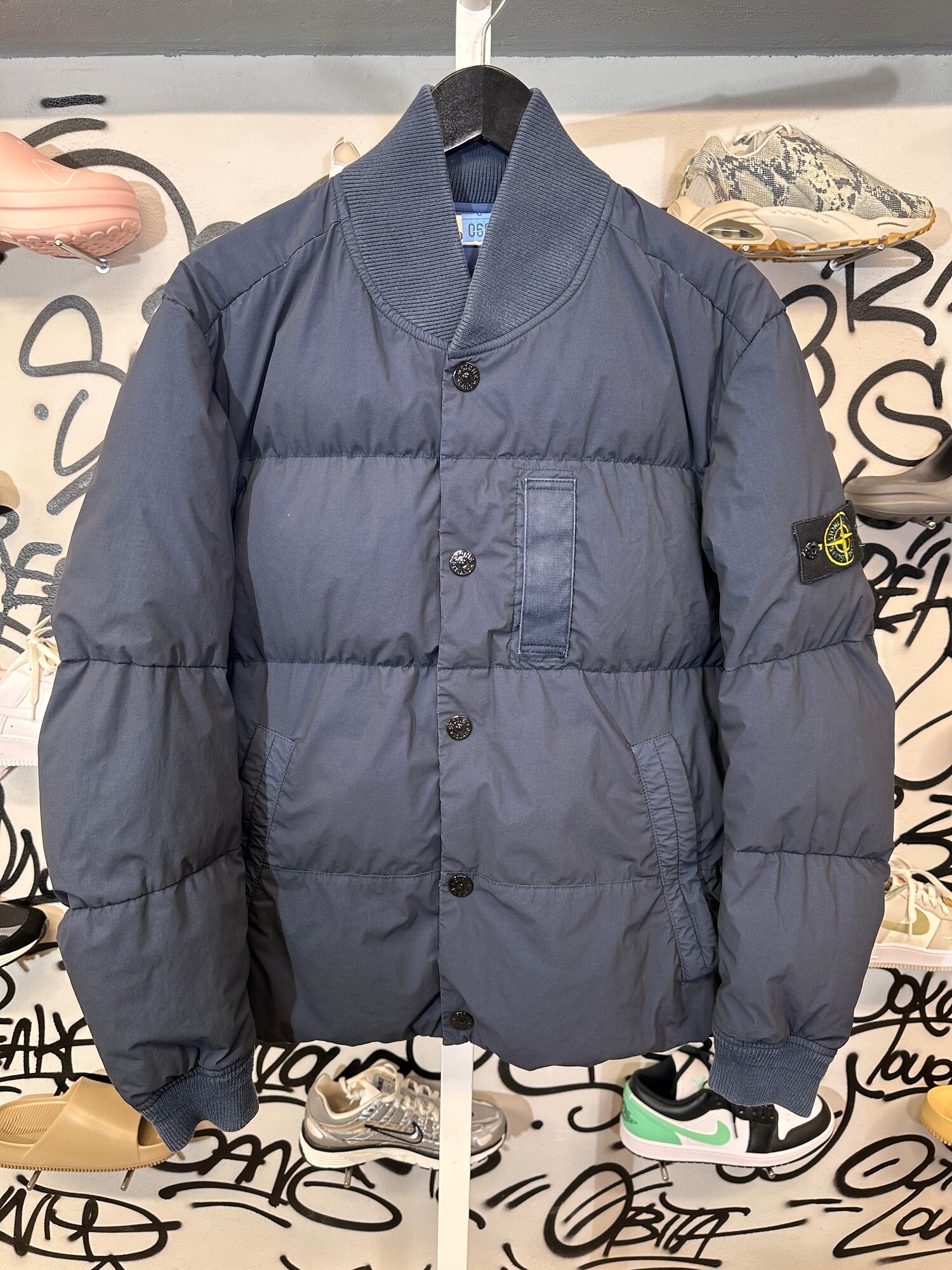 Куртка Stone Island Mussola Gommata, Синяя, Мужская, Пух/Перо, L размер