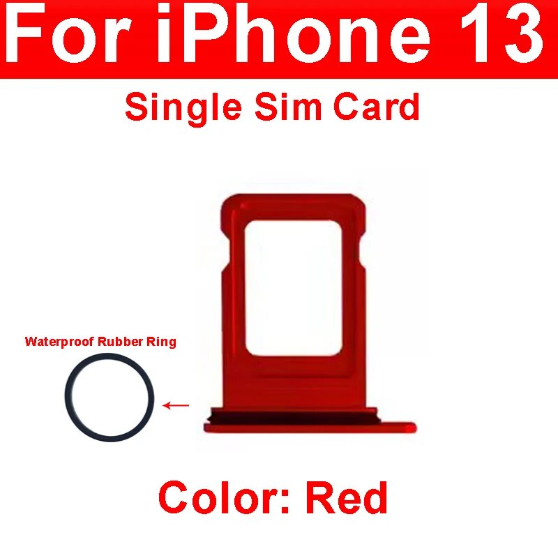 Для Iphone 13 SIM-карт лоток двойной одиночный держатель SIM-карты SIM кардридер Слот для замены i13-Single-Red