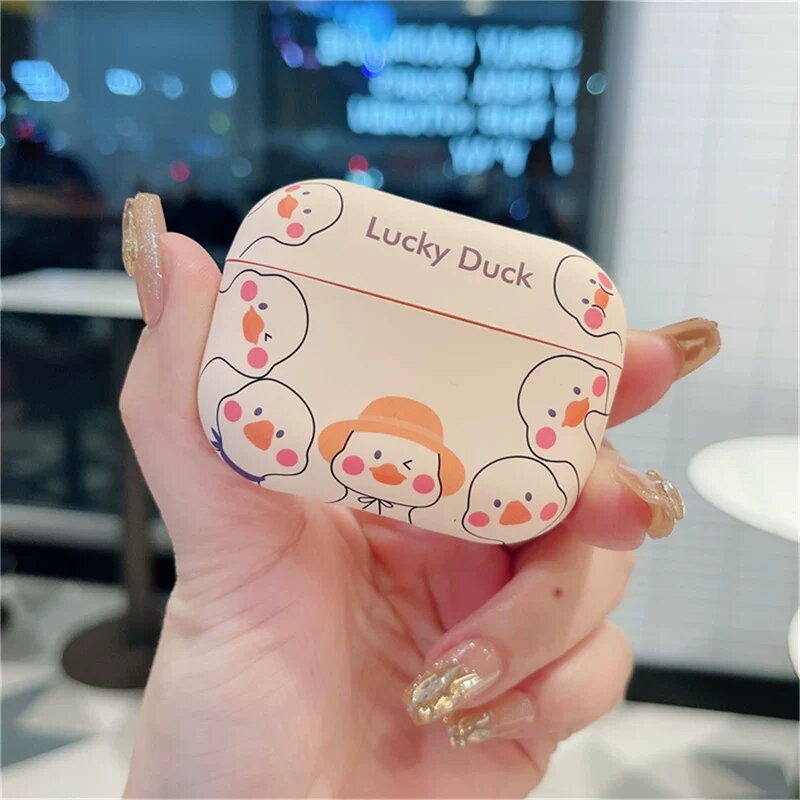 Силиконовый чехол для наушников Apple AirPods 1/2 с узором Luckyduck, не скользящая конструкция, мягкий материал