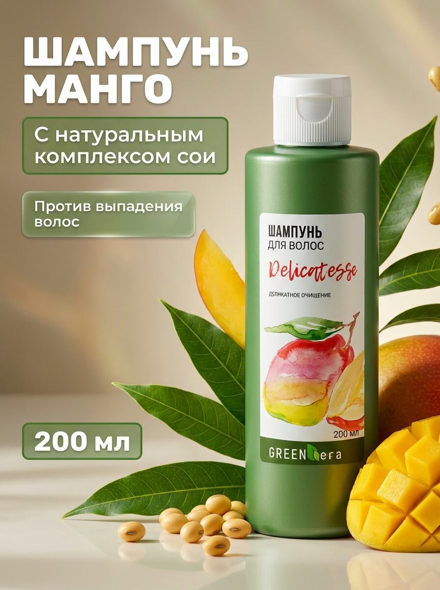 Шампунь Манго Delicatesse деликатное очищение для роста и укрепления волос, 200 мл
