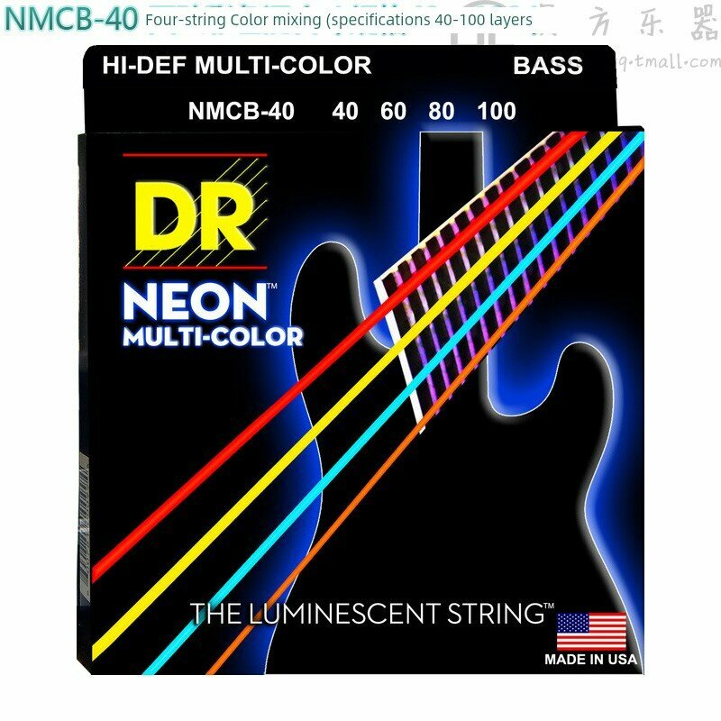 DR NEON Неоновые Струны для Электробаса 4-Струнные 40-100 Гаус, Цветная Смесь